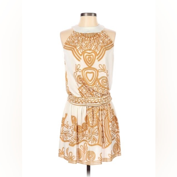 Rampage | Dresses | Rampage White Gold Baroque Print Dress S | Poshmark